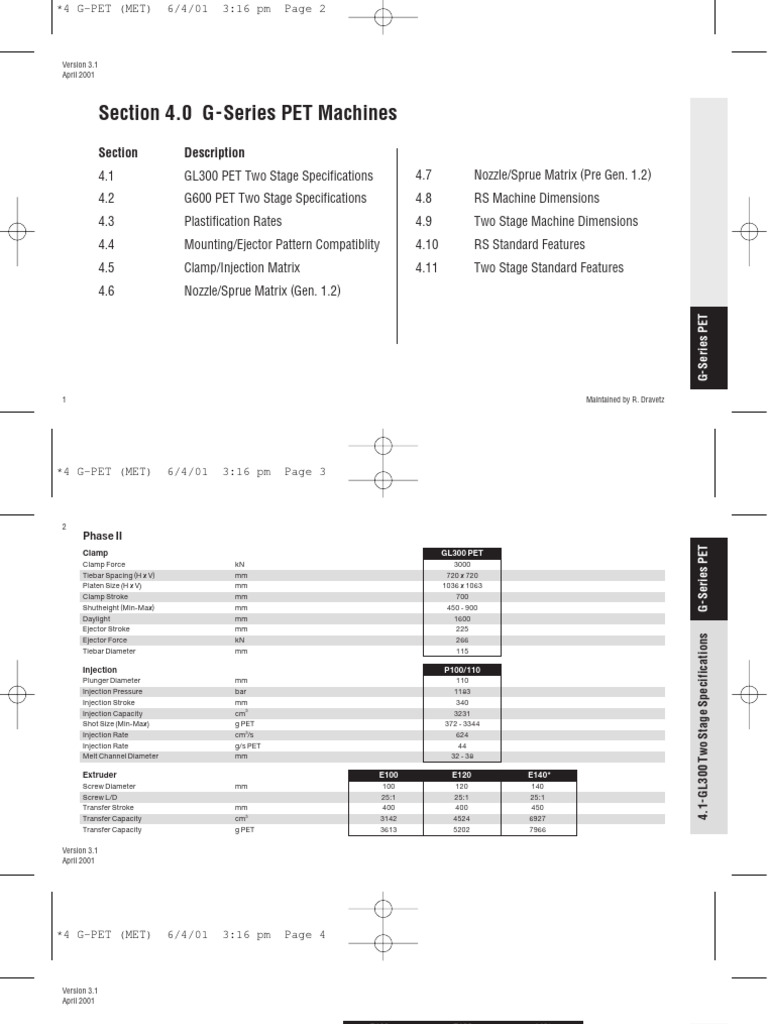G-Series PET Machine Specifications | PDF