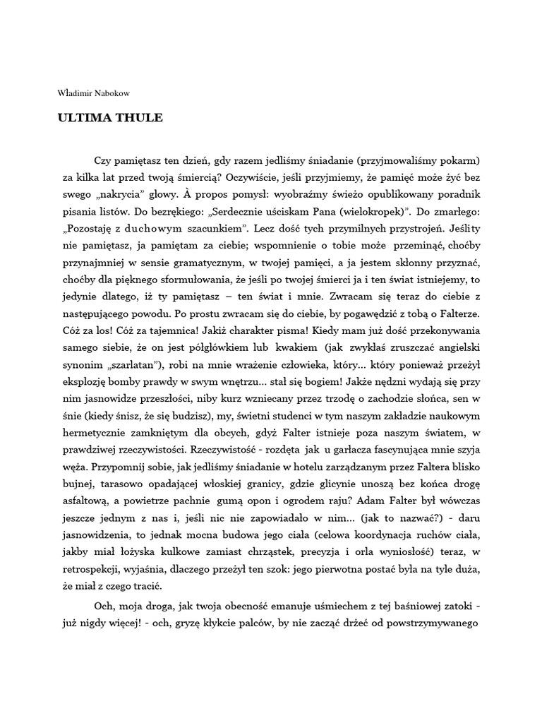 Vladimir Nabokov - Ultima Thule | PDF