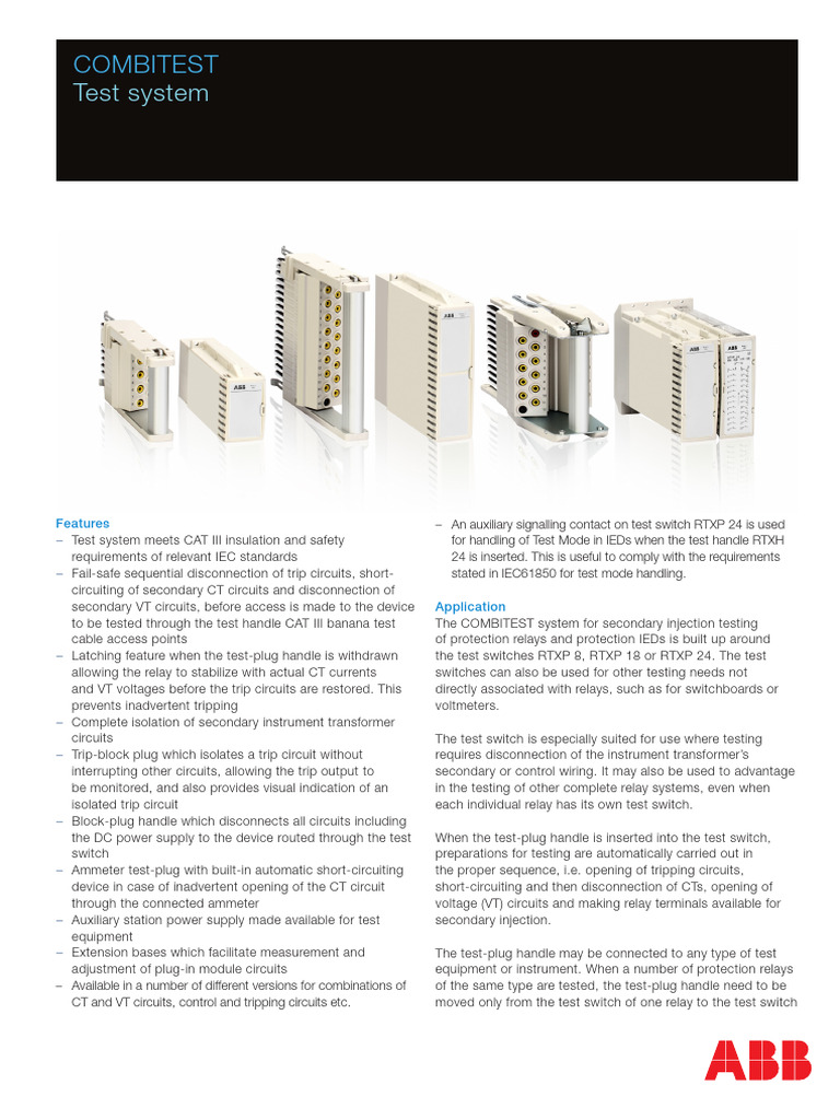 COMBITEST Relay Test Switch Overview | PDF | Ac Power Plugs And Sockets ...