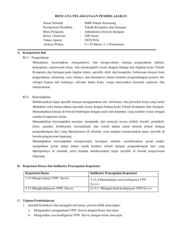 RPP ASJ Kelas XII TKJ | PDF | Karier & Perkembangan | Teknologi & Rekayasa