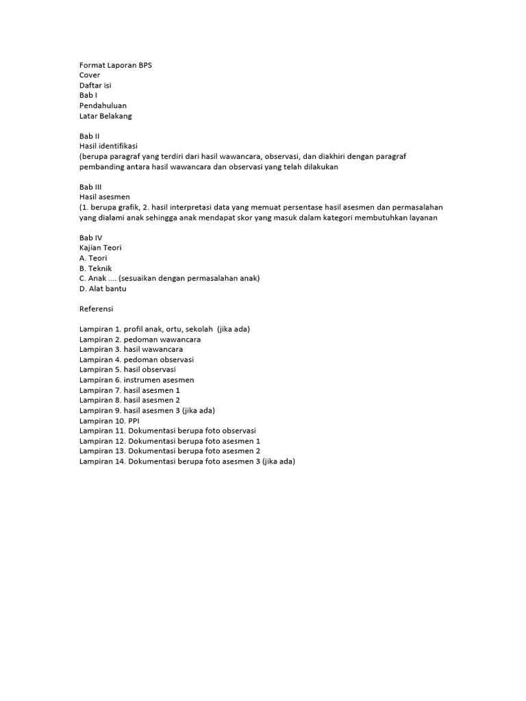 Format Laporan BPS Dan PPT UTS | PDF
