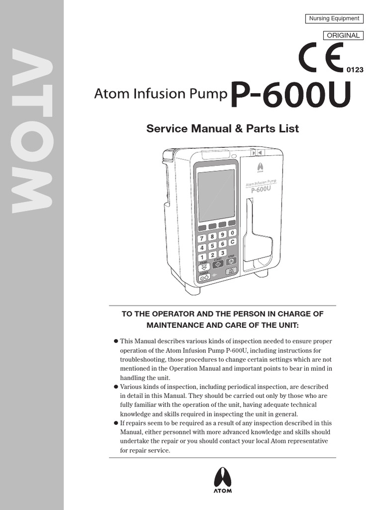Atom Infusion Pump P-600U - Service Manual - E15SG000 | PDF | Ac Power Plugs And Sockets ...