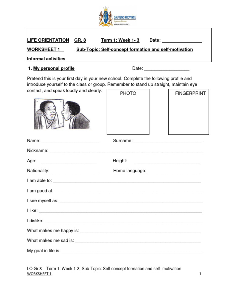 Gr.8 Term 1, Weeks 1-3, Self-Concept and Self-Motivation. | PDF