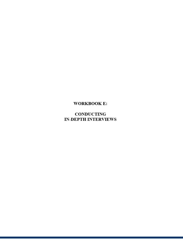 Workbook E Indepth Interviews | PDF | Survey Methodology | Focus Group