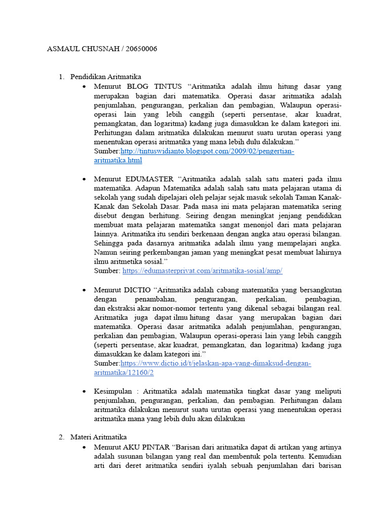 Aritmatika Tugas 1 | PDF