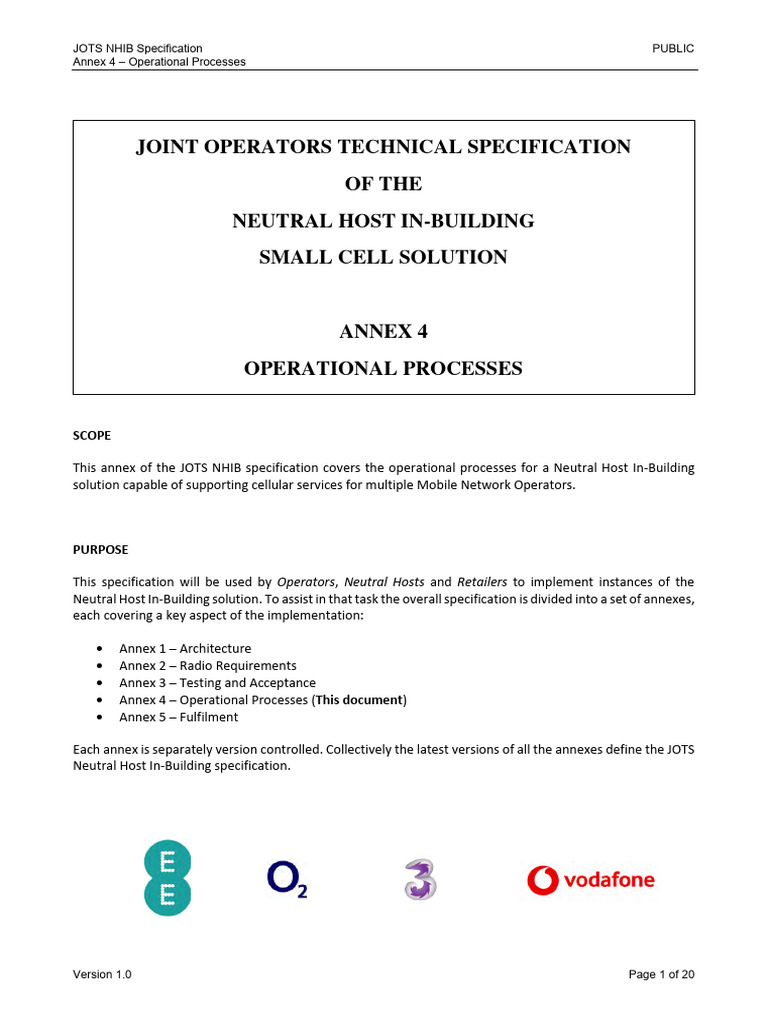 JOTS NHIB Specification Annex 4 Operational Processes | PDF | Electronics | Telecommunications
