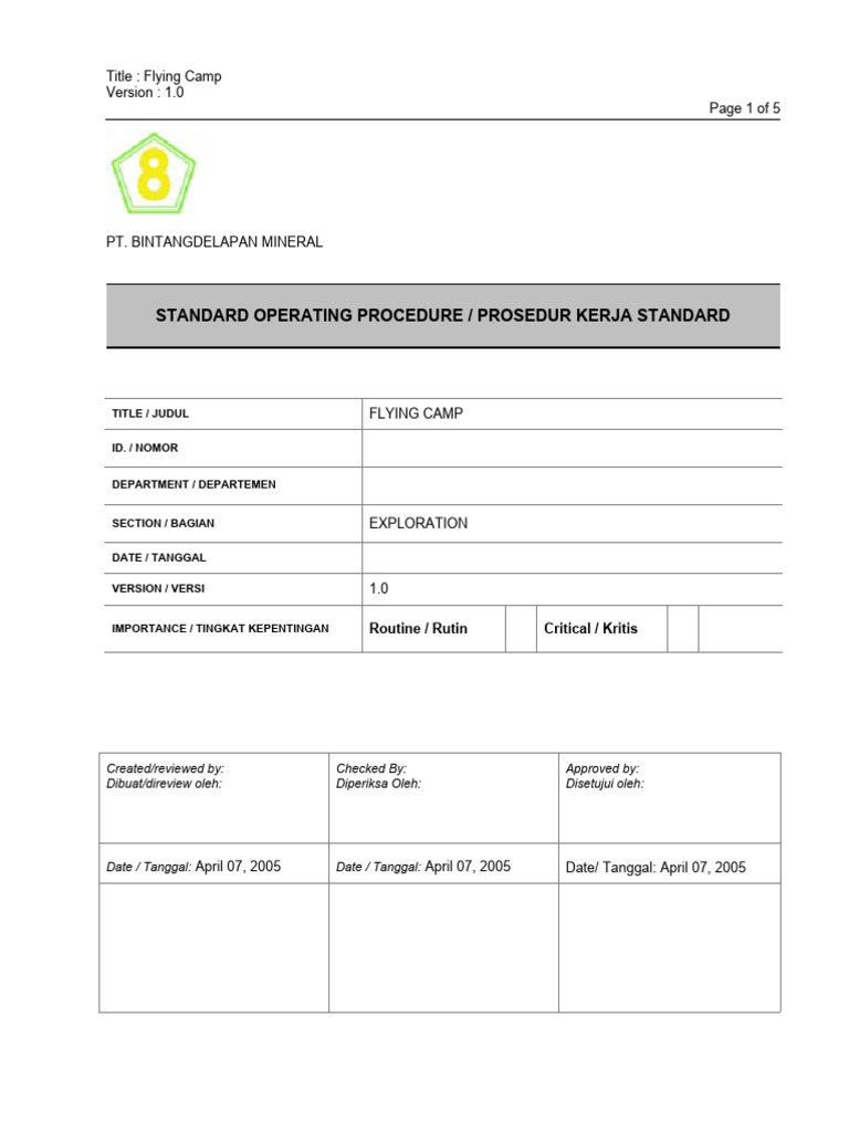 Prosedur Pendirian Flying Camp | PDF