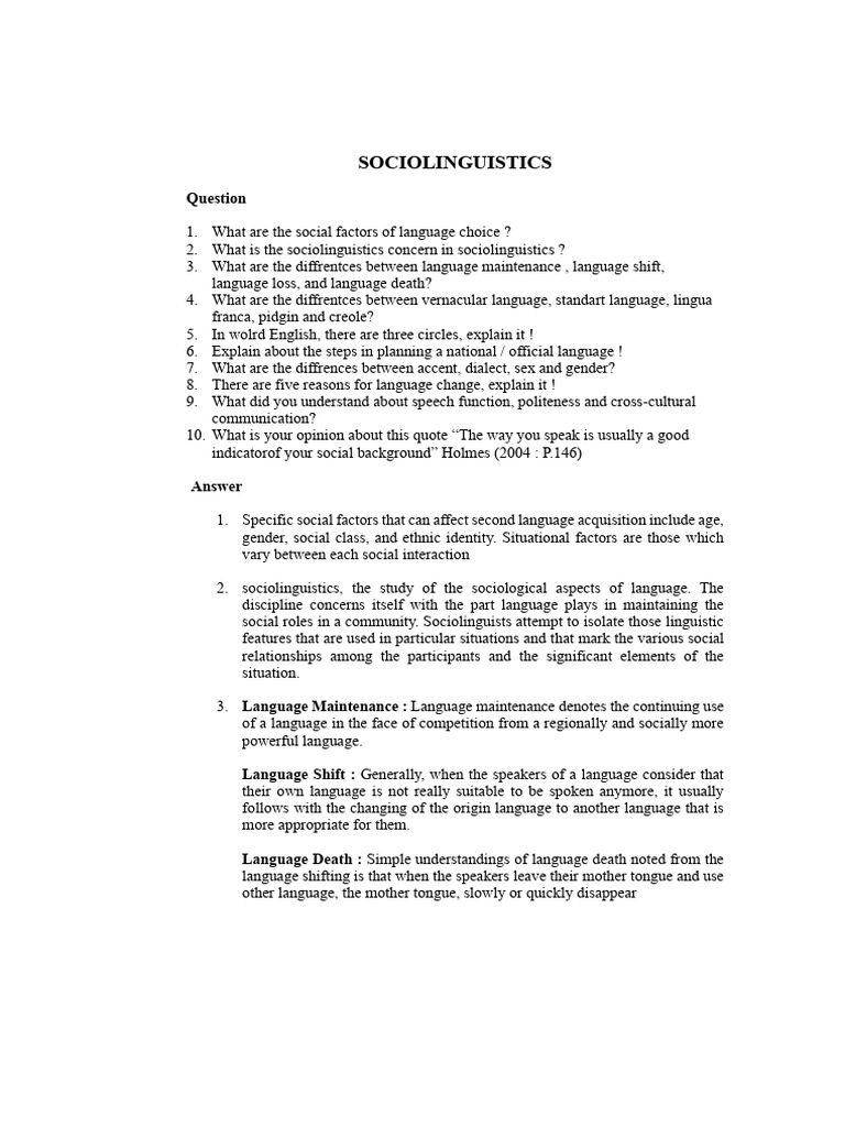 Final Exam Sociolinguistics - Fakihuddin Sabri 21320095 | PDF | English Language | Sociolinguistics