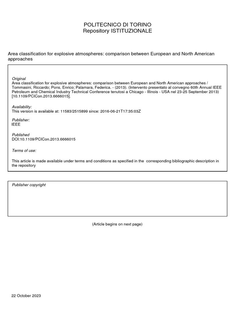 PCIC Area Classification Comparison Free | PDF
