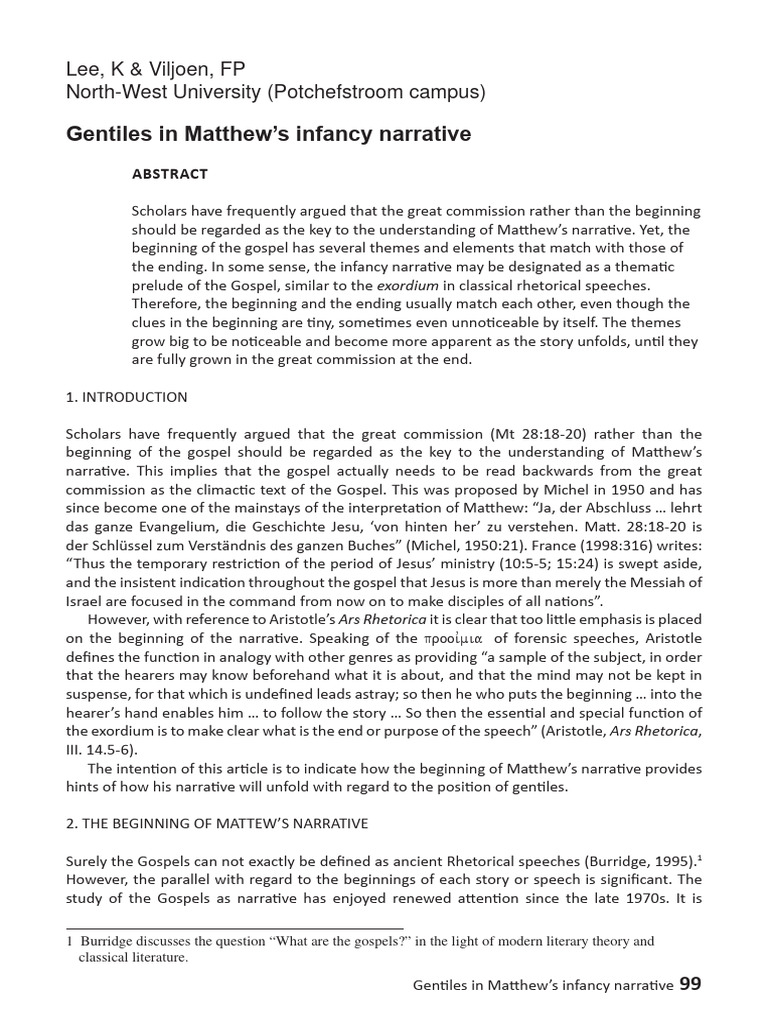 Gentiles In Matthews Infancy Narrative Pdf Gospel Of Matthew Jesus