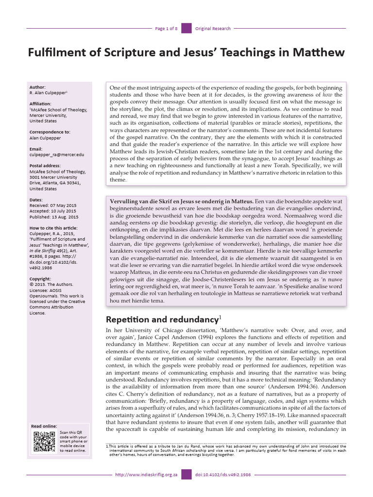 Fulfilment of Scripture and Jesus' Teachings in Matthew | PDF | Gospel Of Matthew | Jesus