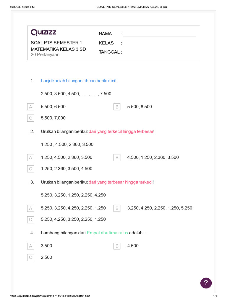 Contoh Soal MTK | PDF