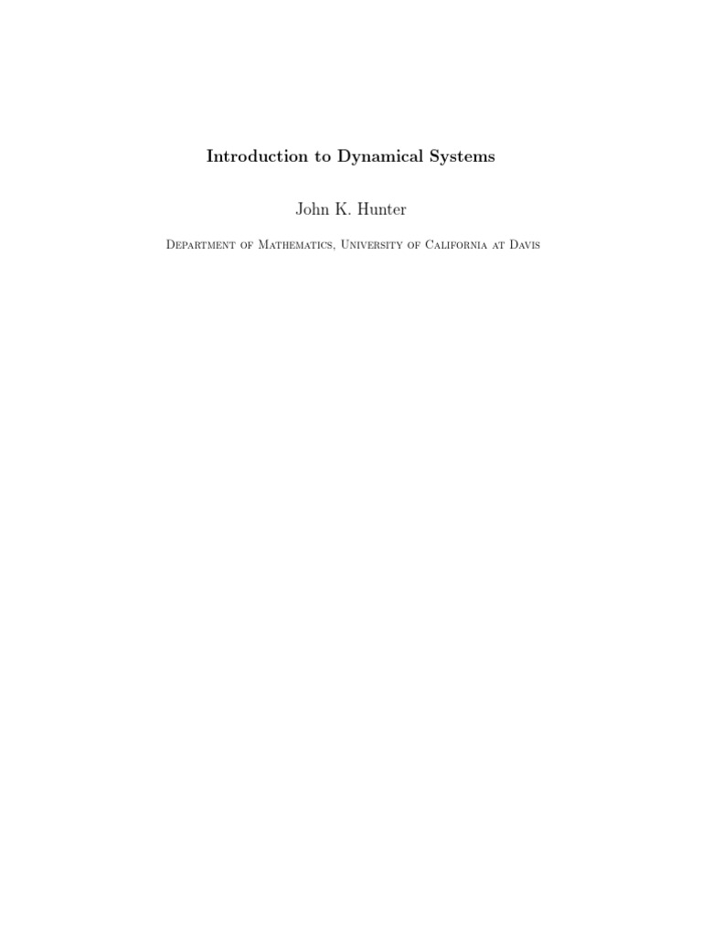 Introduction To Dynamical Systems: Department of Mathematics ...