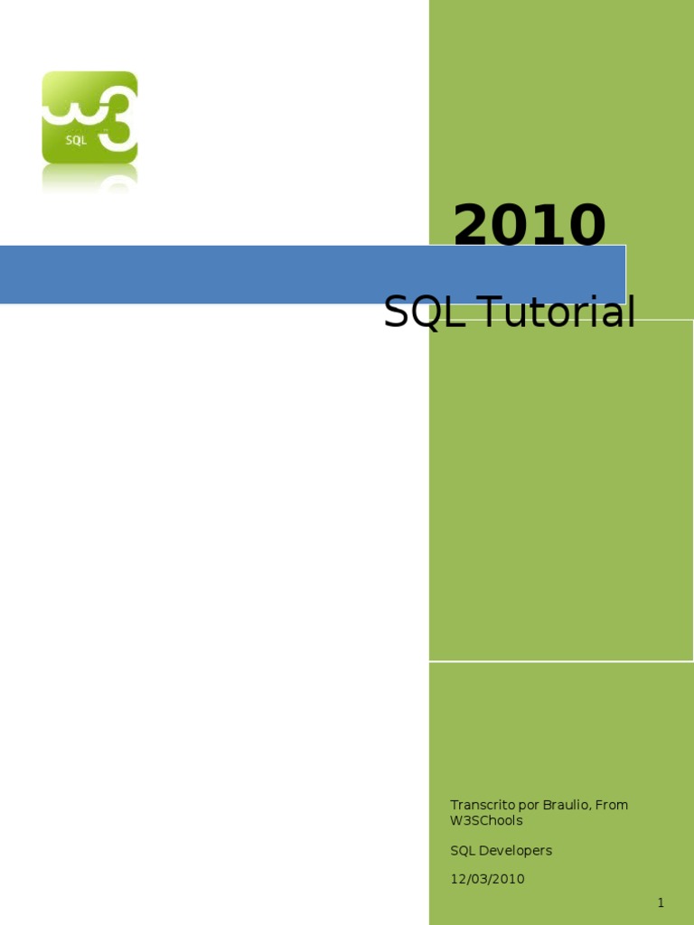 SQL Tutorial English PDF | Descargar gratis PDF | SQL | Servidor SQL de ...