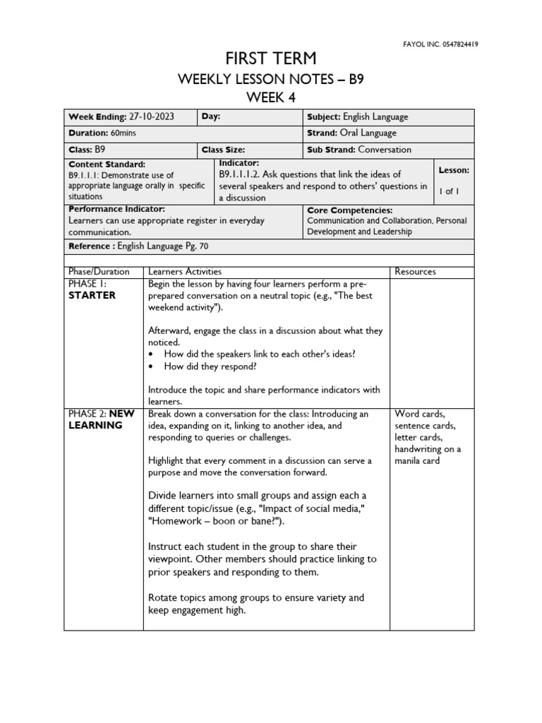 B9 Eng WK4 | PDF | Learning | Phrase