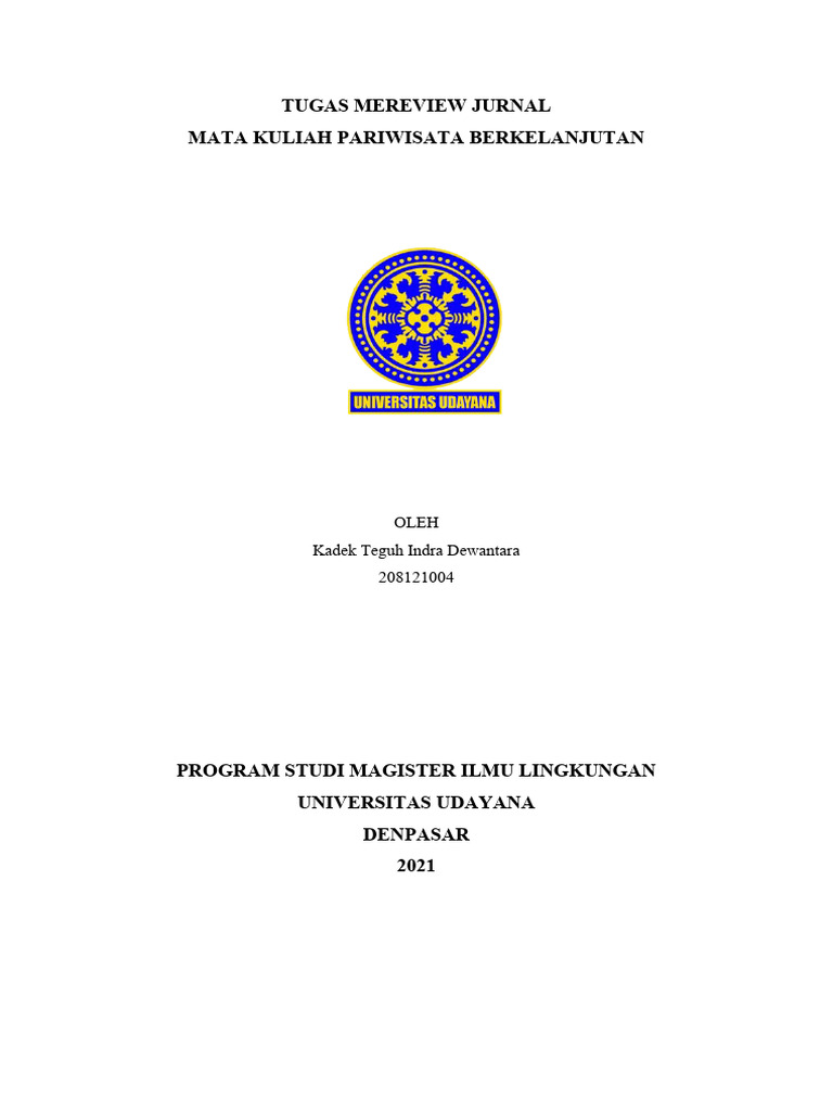 Tugas Mereview Jurnal MK Pariwisata Berkelanjutan | PDF