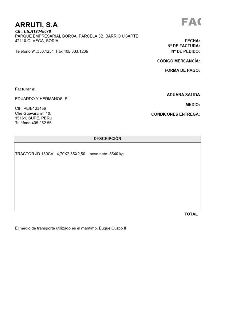 Modelo Factura Editable | PDF