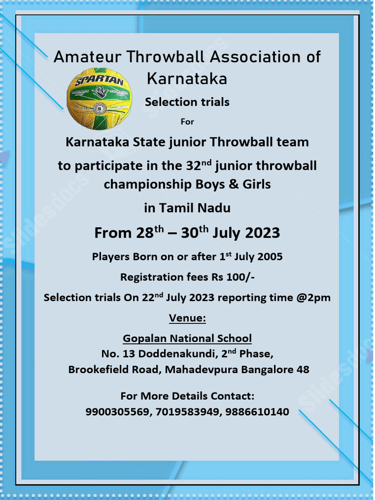 Amateur Throwball Association of Karnataka | PDF
