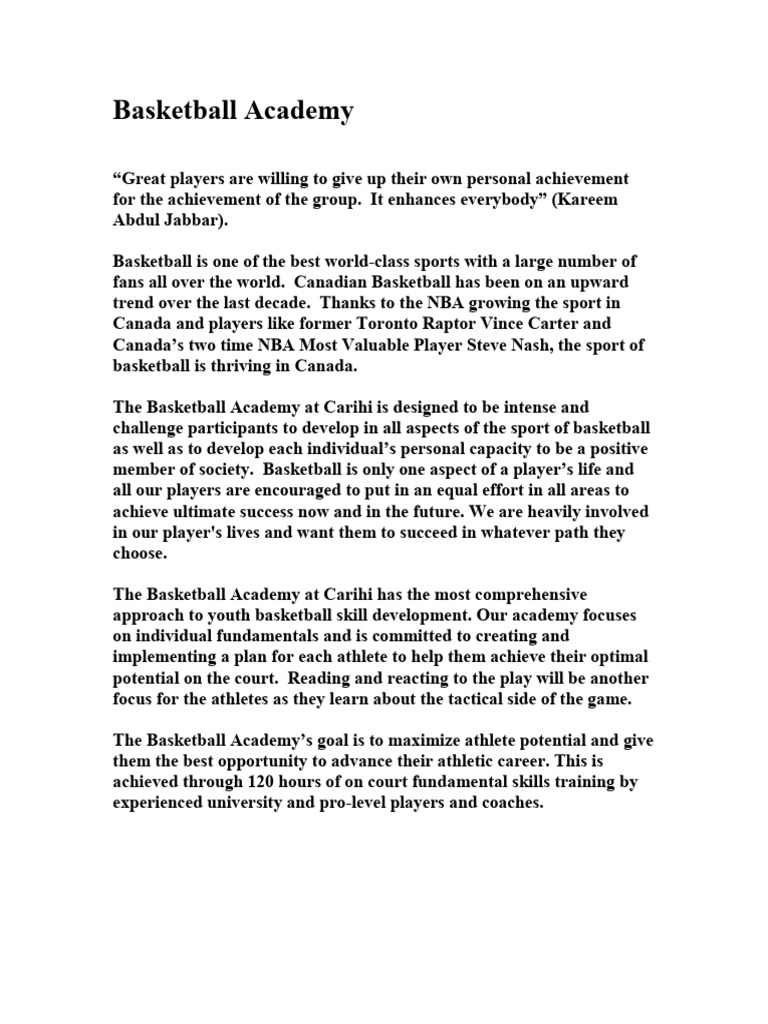 Basketball Academy Baa | PDF