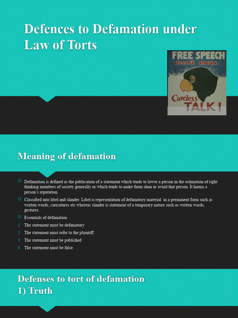 Defamation Defenses in Tort Law | PDF | Defamation | Government