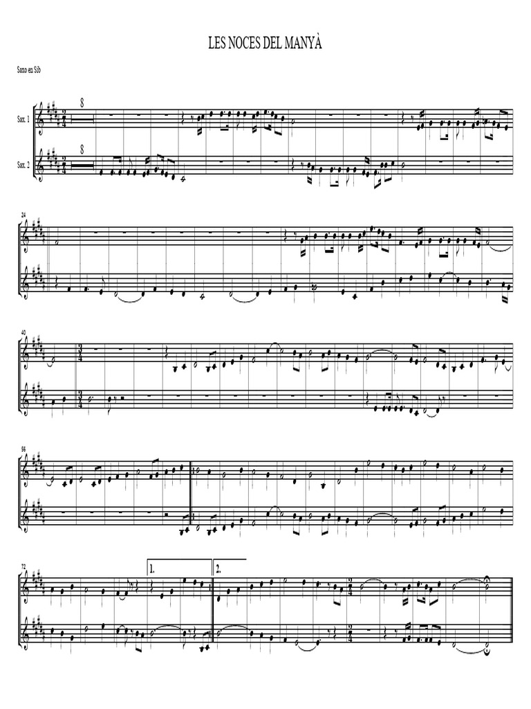 LES NOCES DEL MANYA-saxo Soprà I Tenor | PDF