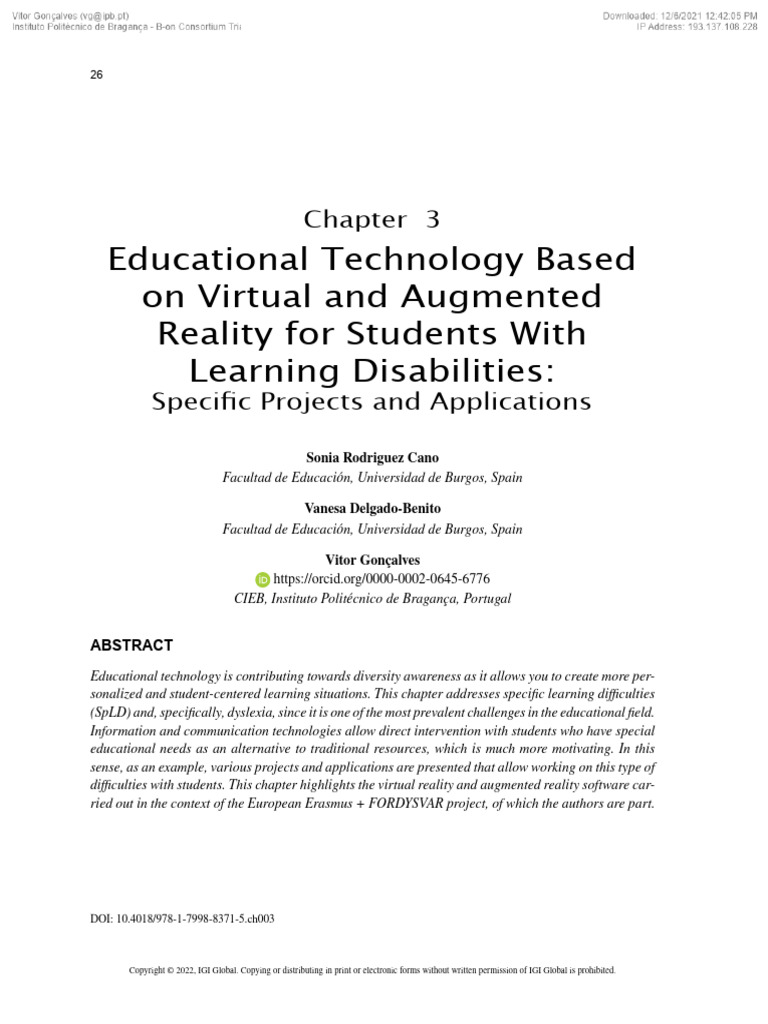 Educational Technology Based On Virtual and Augmented Reality For Students With Learning ...