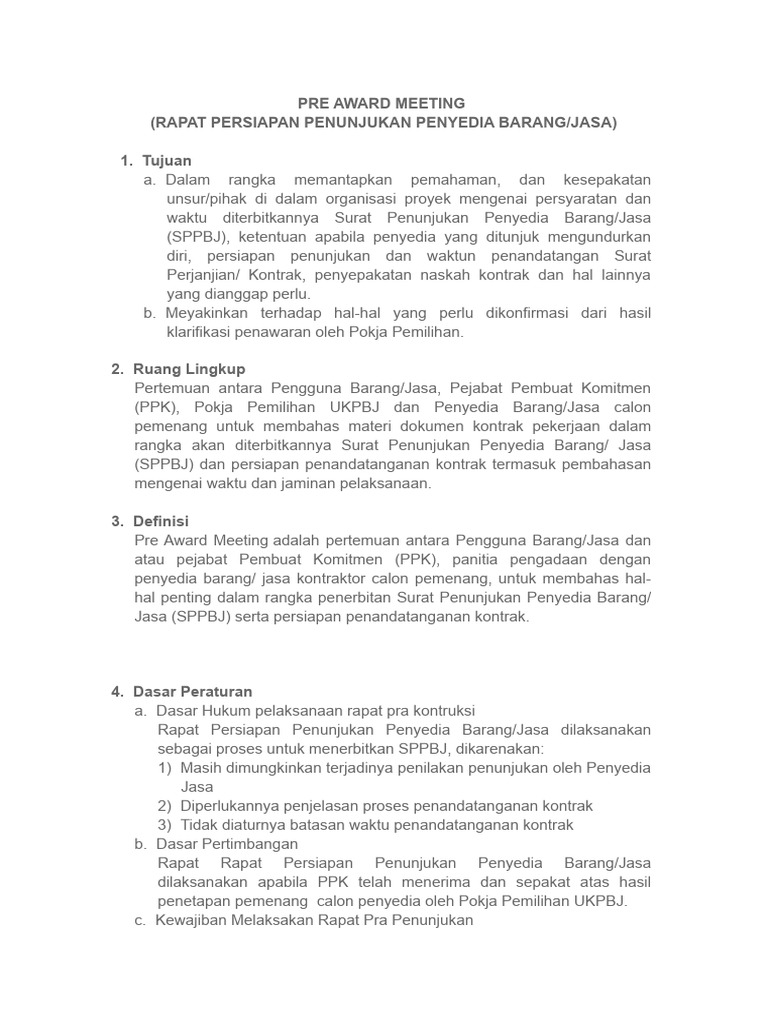 Pre Award Meeting | PDF