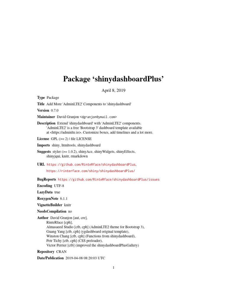 Shinydashboard Plus | PDF