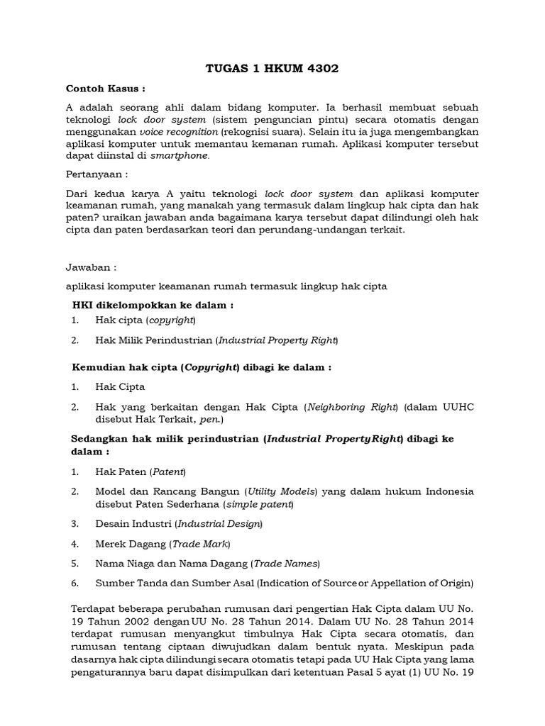 Jawaban Tugas Hki 1 | PDF