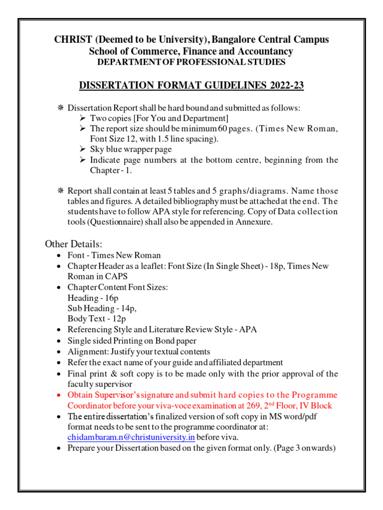 Dissertation Format Guidelines 2022-23 | PDF | Thesis | Investing