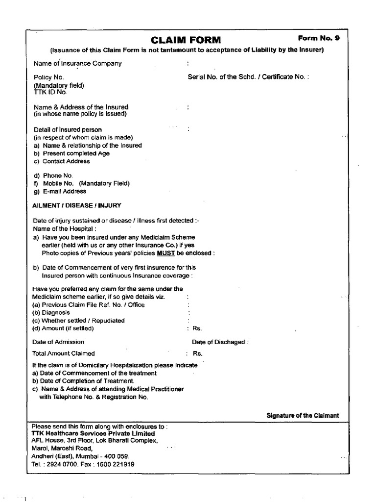 Health Claim Form | PDF