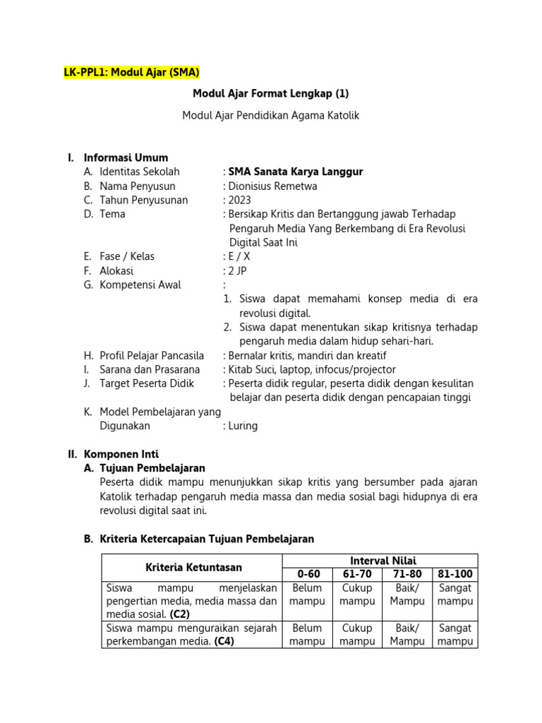 LK Kompre 1 Ma - 1 | PDF