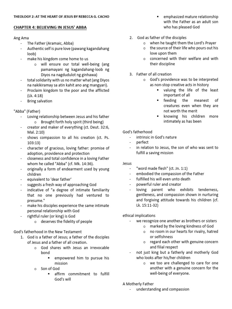 Chapter 4 Believing in Jesus Abba Theology 2 at The Heart of Jesus by ...