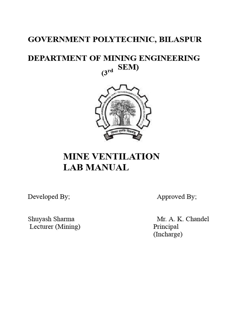 Mine Ventilation Lab Manual 3rd Sem | PDF | Air Conditioning ...