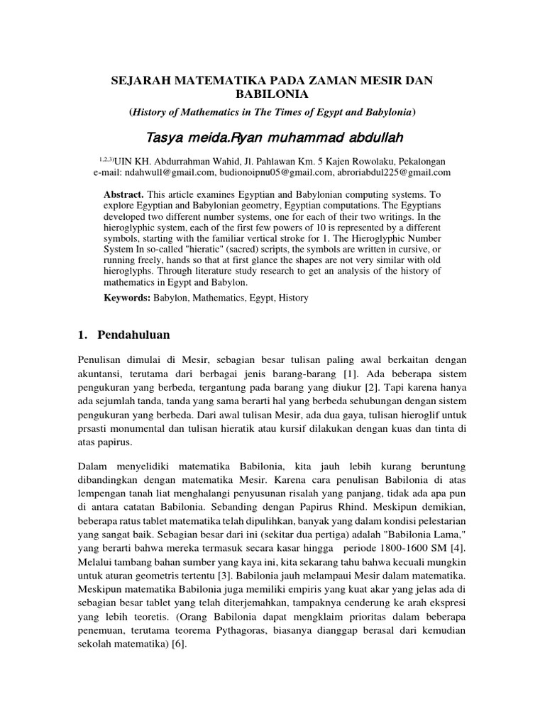Makalah Sejarah Matematika Babilonia Dan Mesir | PDF | Ilmu Sosial
