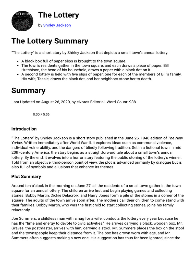 The Lottery Summary | PDF