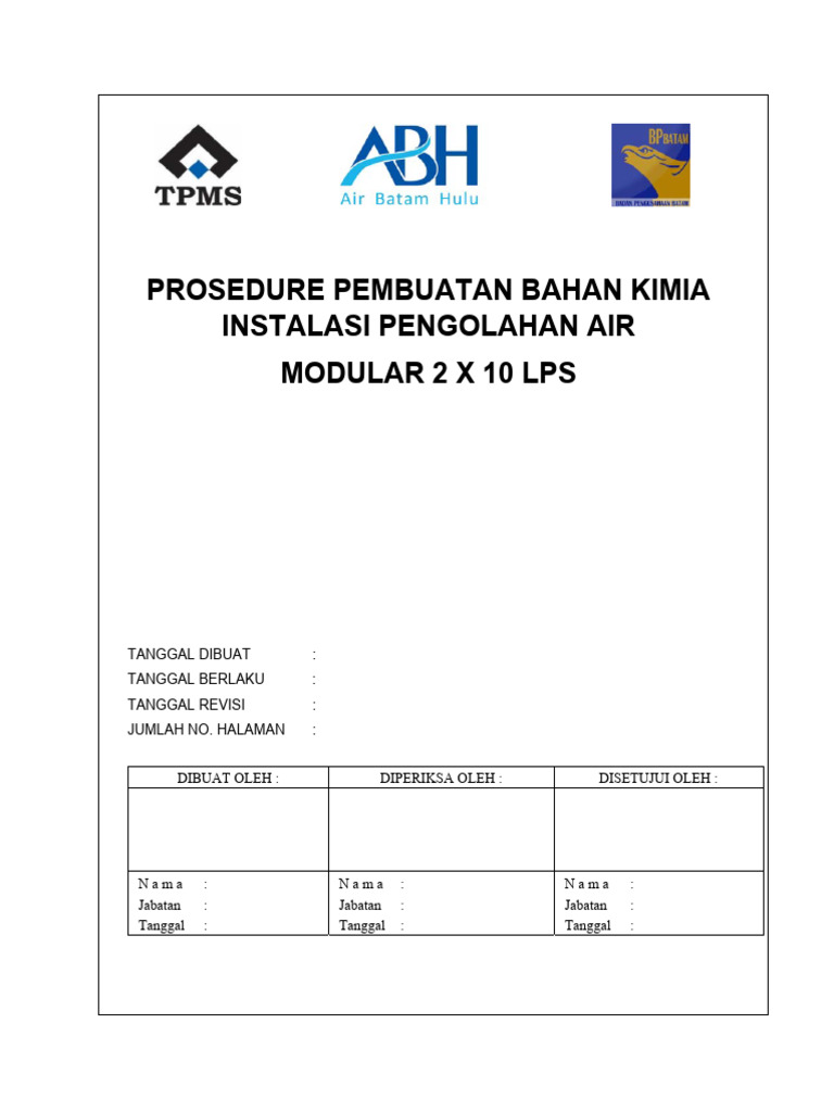 Prosedur Larutan Kaporit | PDF | Griya & Taman | Teknologi & Rekayasa
