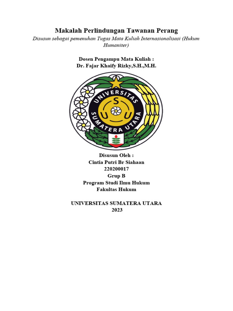 Perlindungan Tawanan Perang dalam Hukum | PDF