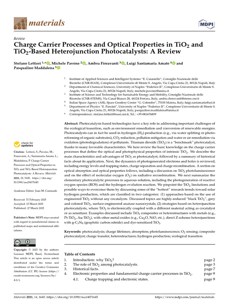 Charge Carrier Processes and Optical Properties in TiO2 and TiO2-Based Heterojunction ...