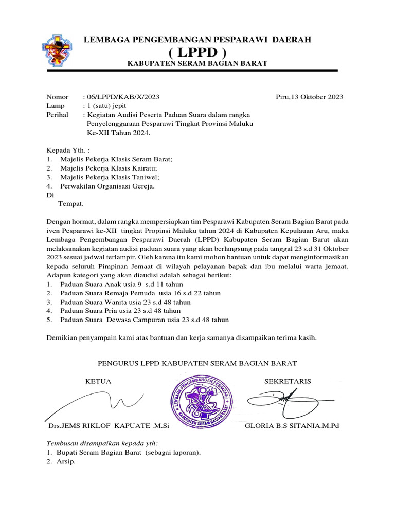 Surat LPPD Ke Klasis | PDF