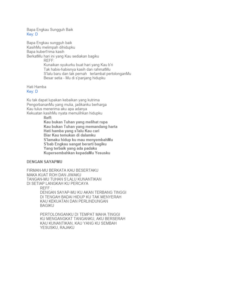 Bapa Engkau Sungguh Baik | PDF