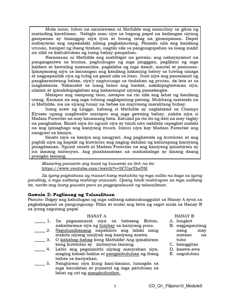 Filipino-10 - Q1 - Modyul-5 - 2021 - Edition2 - 010716 Export | PDF