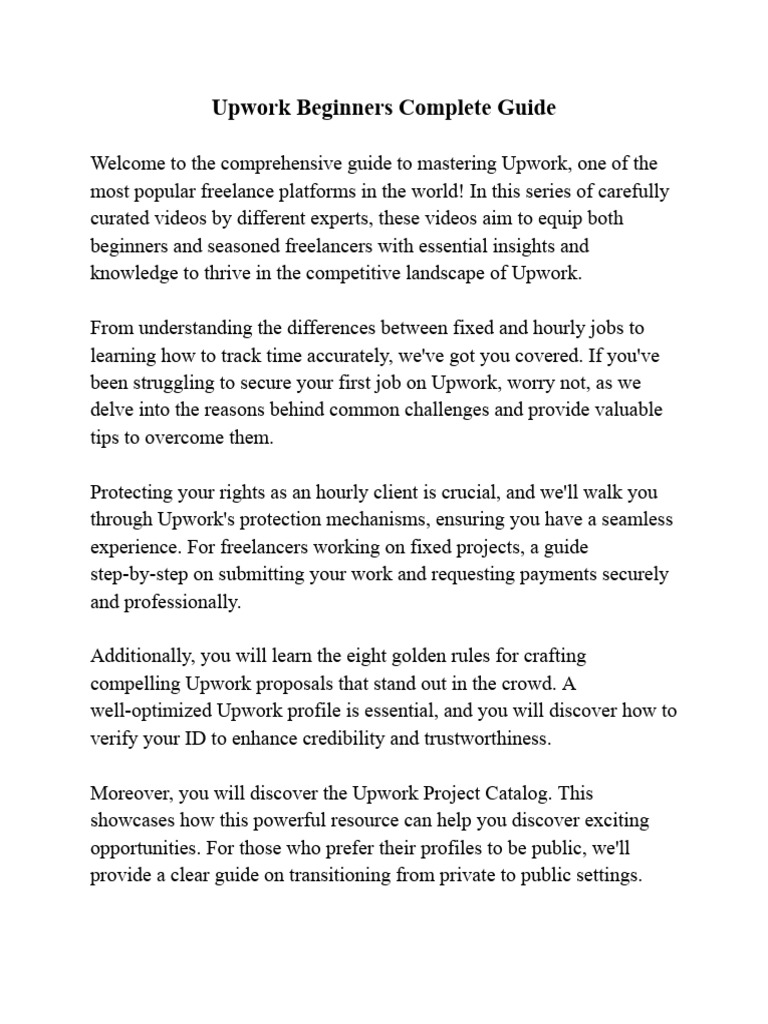 Upwork Beginners Complete Guide 3 | PDF | Cognition | Cognitive Science