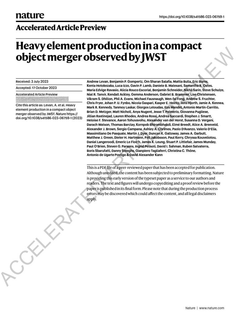 Heavy Element Production In A Compact Object Merger Observed By Jwst