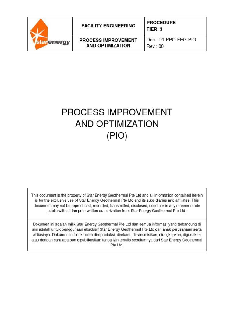 Process Improvement & Optimization (PIO) | PDF | Reliability ...
