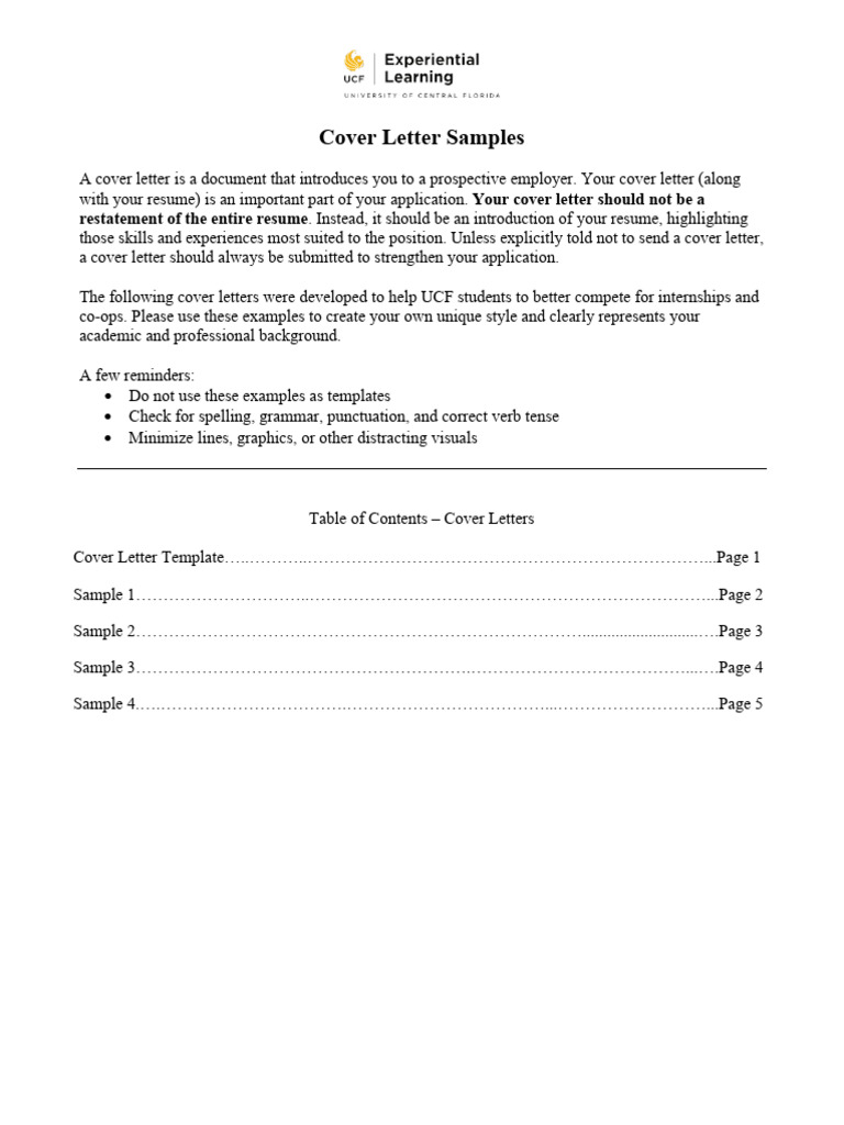 Cover Letter Samples | PDF | Career & Growth