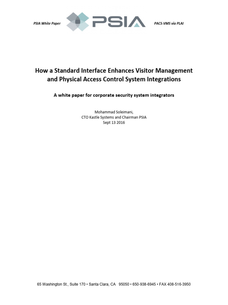 PLAI VMS PACS Integration White Paper | PDF | Interoperability | Computer Security