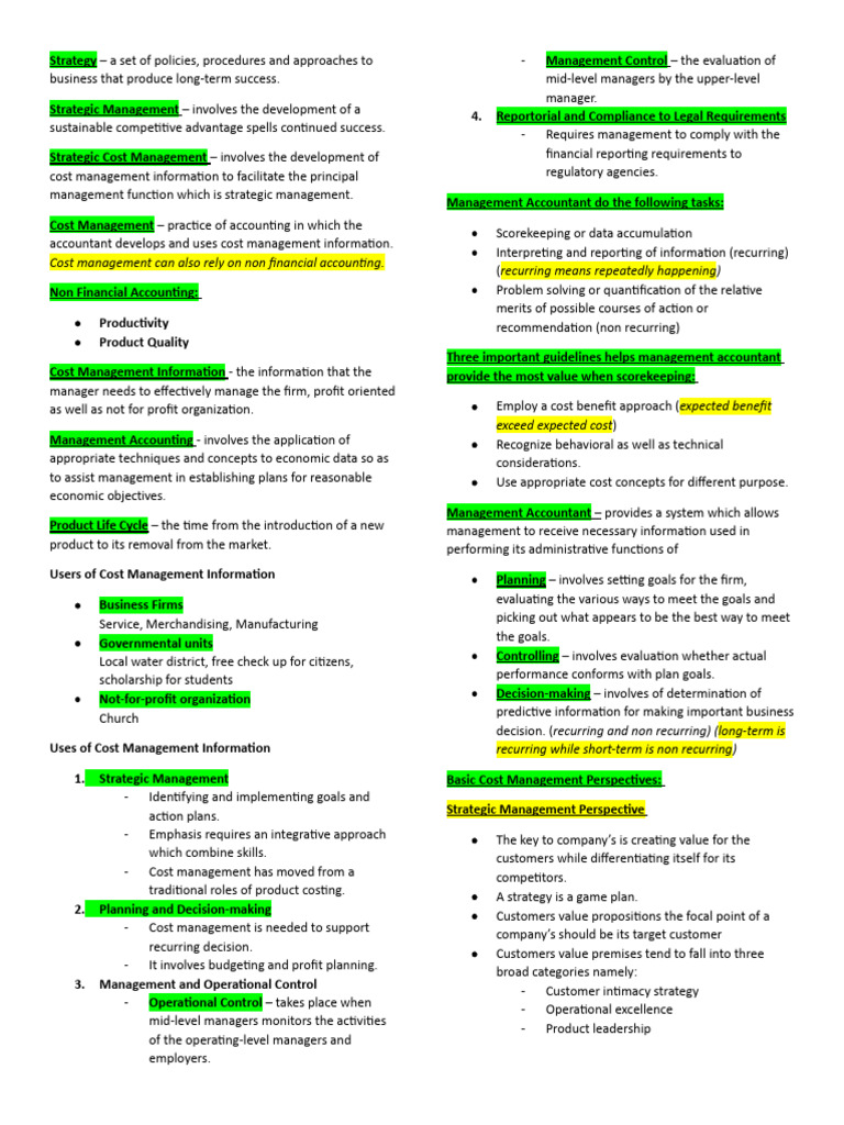Strat Cost | PDF | Strategic Management | Management Accounting