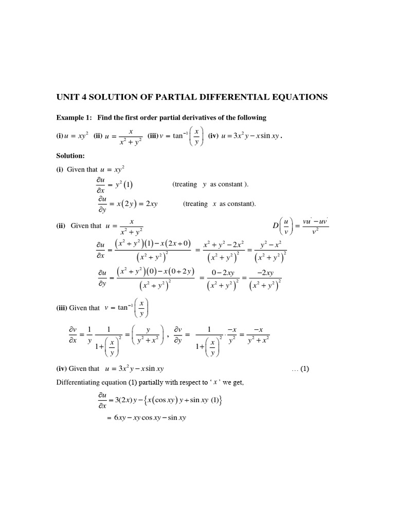 Unit 4 Pde | PDF | Partial Differential Equation | Equations