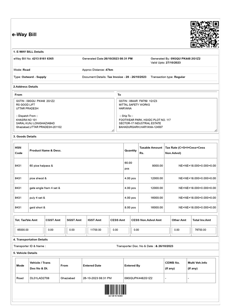 E-Way Bill | Download Free PDF | Economies | Economy Of India